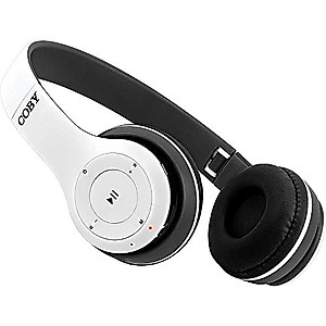 Coby Bluetooth Headphones | Wireless Headphones with Built-in Mic, Hands-Free Calling | Over The Ear Foldable Bluetooth Headset for Easy Storage | Up to 5 Hours of Playtime | Supports AUX in (White)