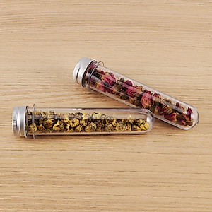 HAKZEON 50 PCS 40ml Plastic Test Tube with Caps,140 x 25 mm Clear Test Tubes with 50 Seal Protection Sheets, for Scientific Experiments, Plant Cultivation，Party Decoration, Candies Salt Container