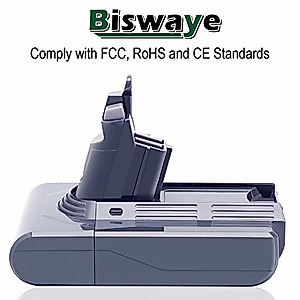 Biswaye 21.6V 4.5Ah V6 Lithium Battery Replacement for Dyson DC62 DC59 DC58 SV03 SV04 SV09 V6 Animal Motorhead V6 Slim V6 Absolute V6 Fluffy Vacuum Battery, with 2 Filters