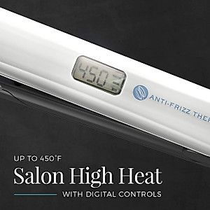 Remington 8510 Anti Frizz Therapy Hair Straightener, 1 Inch Ceramic Flat Iron with Digital Controls, White