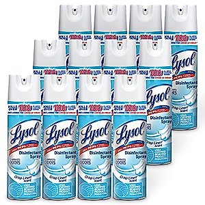 Lysol Disinfectant Spray, Sanitizing and Antibacterial Spray, For Disinfecting and Deodorizing, Crisp Linen, 19 fl oz (Pack of 12)