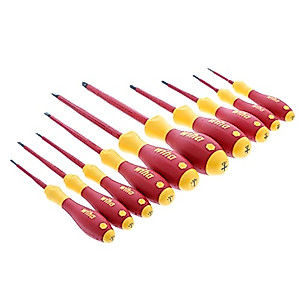 Wiha 32093 Slotted and Phillips Insulated Screwdriver Set, 1000 Volt, 10 Piece