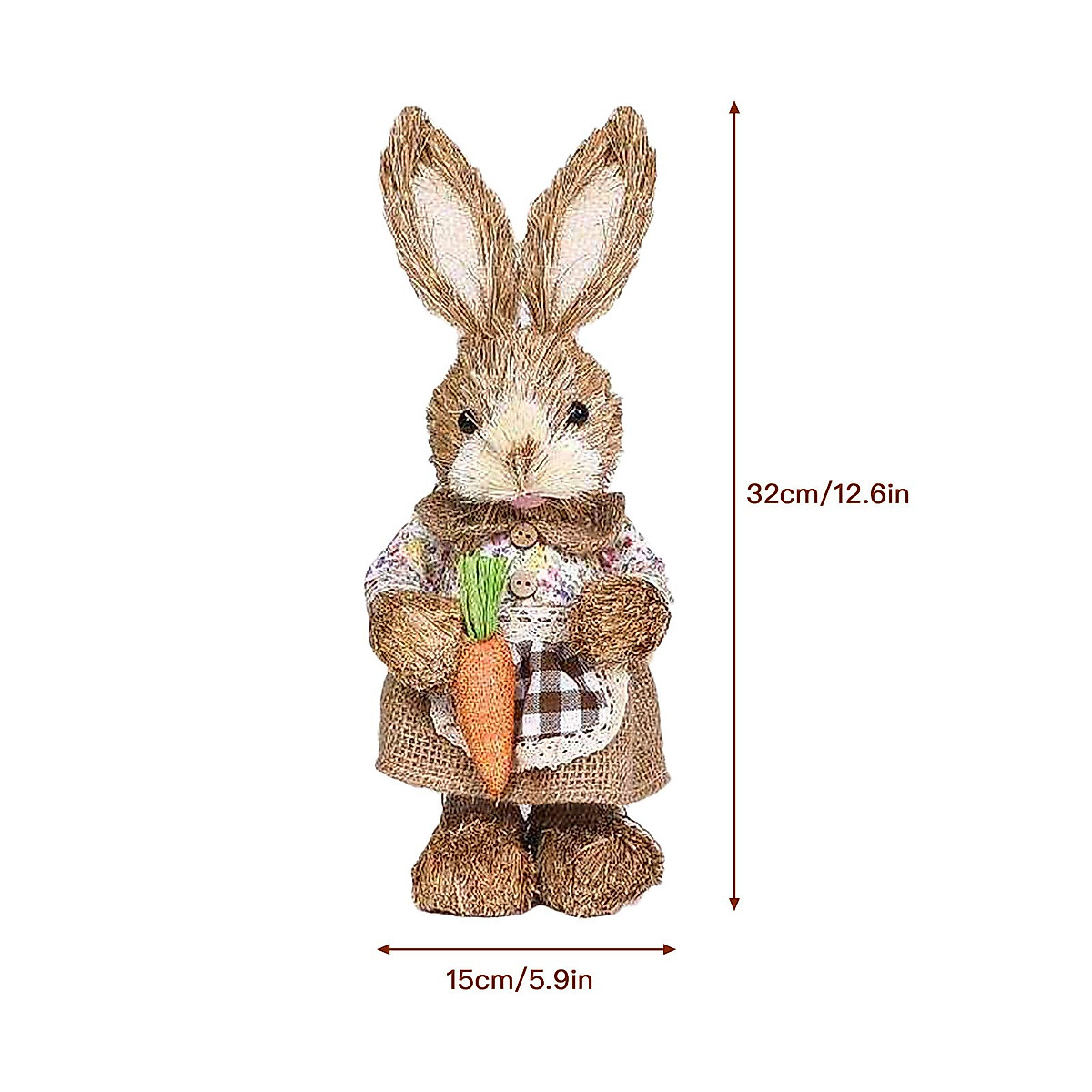 Ewer Easter Simulation Rabbit, Cartoon Dressed Rabbit Ornament with Carrot, Artificial Simulation Foam Rabbit for Easter Decor Garden Party Home Decorations Photography Props X8APV29X1410GHW
