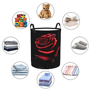 Red And Roses Print Laundry Hamper Laundry Basket Hamper Clothes Storage Bucket Clothes Bag Toy Basket