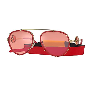 Versace VE2232 1472C8 61MM Red/Pink MIrror Red Pilot Sunglasses for Women + BUNDLE With Designer iWear Eyewear Kit