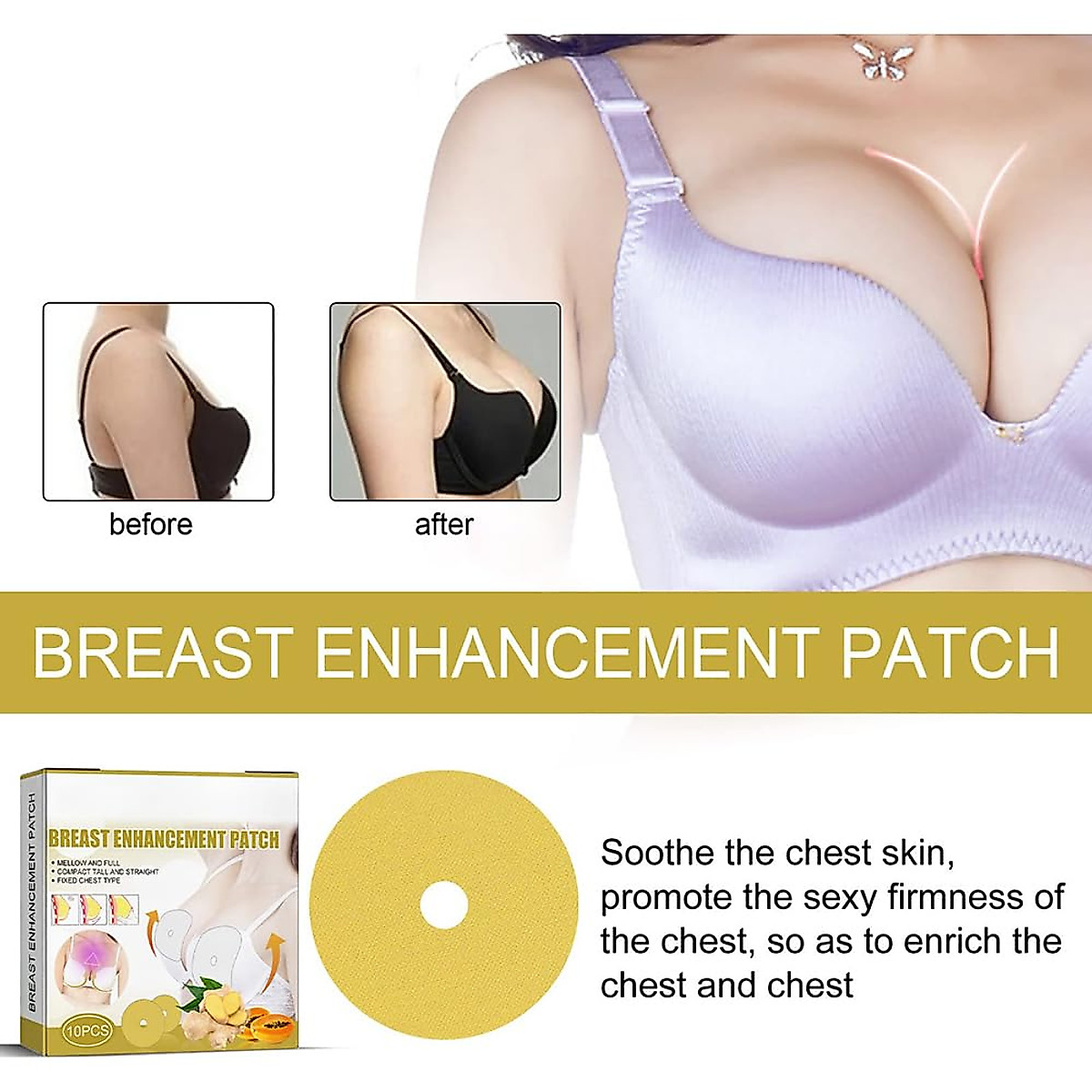 Dyceco Breast Enhancement Patch, 2023 New Breast Enhancement Patches, Natural Breast Nourishing Firming Patch for Women Breast Care (40pcs)