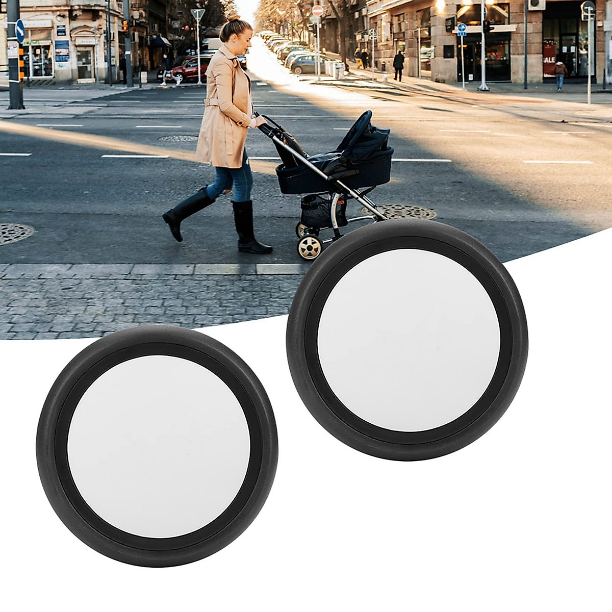 ANKROYU Baby Stroller Wheels, Stroller Rubber Wheel Accessories Stroller Wheel Replacement Universal Replaceable Baby Stroller Rubber Wheel Front and Rear Wheel Accessories (1 Pair Back Wheel)