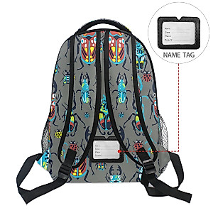 Fisyme Cute Ladybug Bugs Backpack Laptop Bag Daypack Travel Hiking School Backpacks for Men Women Kids Girls Boys
