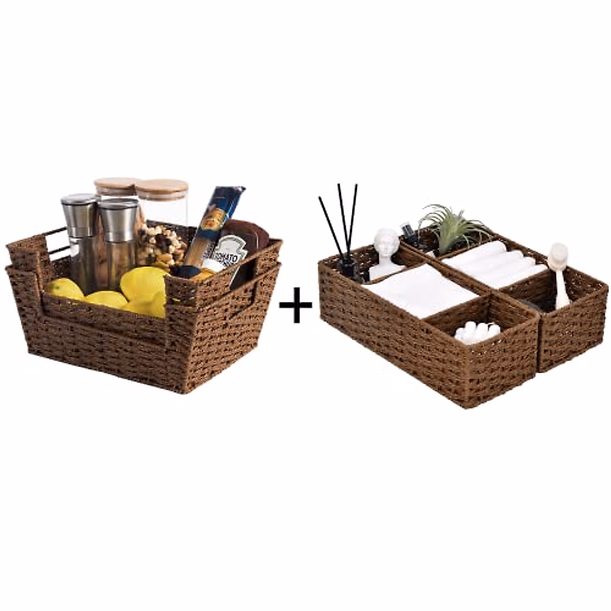 StorageWorks Handwoven Round Paper Rope Storage Baskets