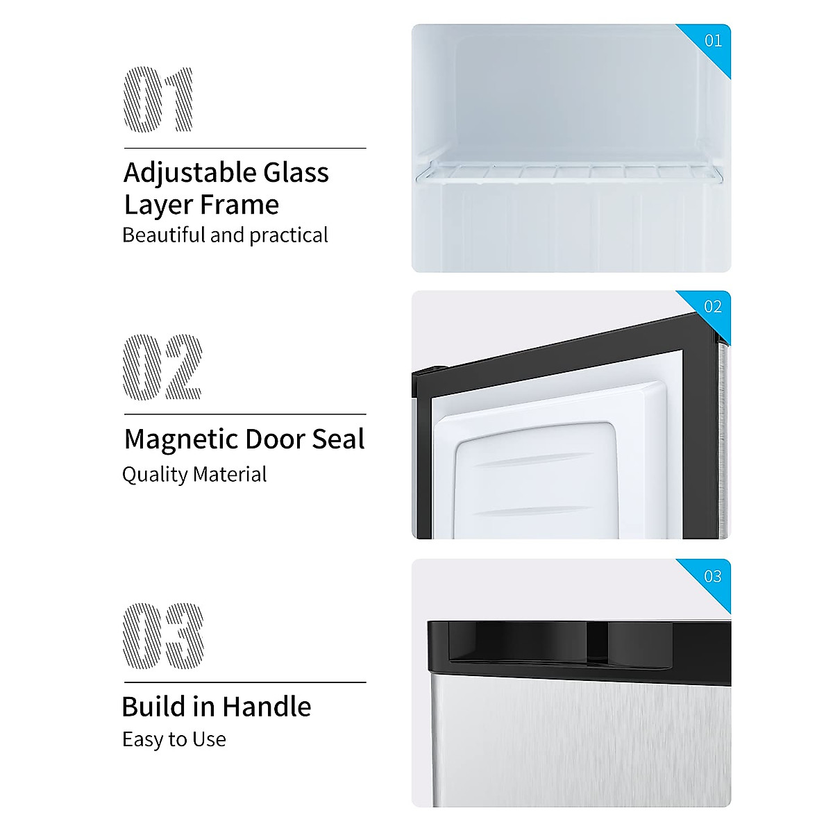 KUPPET Compact Upright Freezer, Single Door, Reversible Stainless Steel Door, Adjustable Removable (Silver, 1.1 Cu. Ft.)