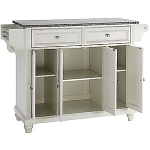 Crosley Furniture KF30003DWH Cambridge Kitchen Island with Solid Grey Granite Top, 52", White