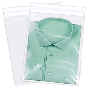 WEPOLY - 14" x 20" (100 Count) Large Cellophane Bags - Self Sealing Cello Plastic Poly Bags- for Clothing, T-Shirts, Pants
