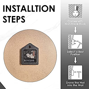 Round Wall Clock Silent Non-Ticking Clock 10 Inch, Contemporary Brown Beige Grey Home Decor for Living Room, Bathroom, Bedroom, Kitchen, Office and School