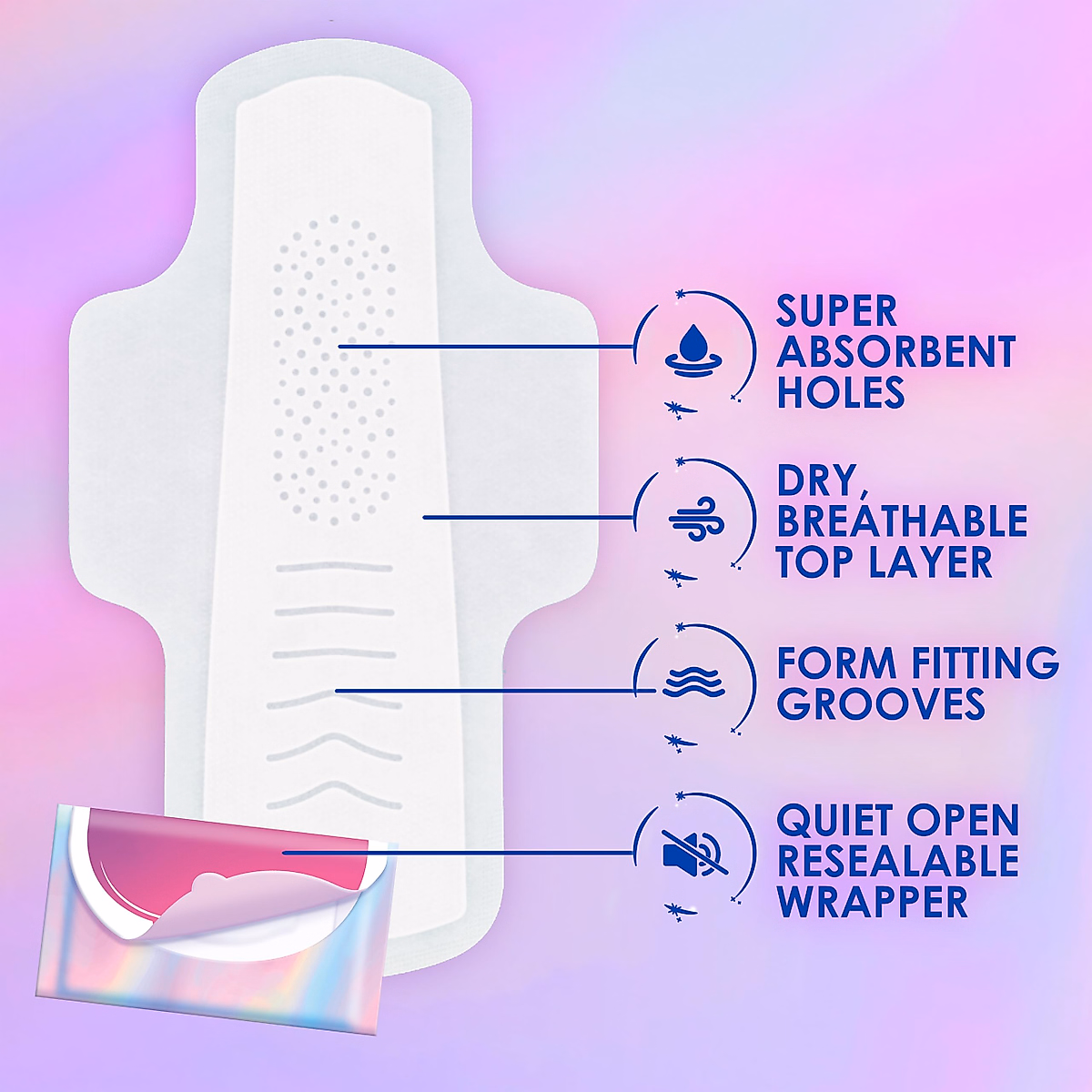 Always Pocket Feminine Pads for Women with FlexFoam, Size 2, Heavy Flow, with Wings, Unscented, 20 Count