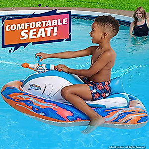 NERF Super Soaker Stormforce Ride-On Racer – Inflatable Pool Float with Pool-Fed Mega Water Blaster