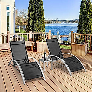 Safstar Patio Chaise Lounge Set Outdoor 3-Piece Furniture, Backyard Poolside Chairs for All Weather