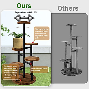AUGOSTA 5 Tier Plant Stand, Tall Metal Wood Shelf Holder for Indoor Plants, Outdoor Garden Plant Display Rack Flower Pot Stand for Corner Living Room Balcony Garden Patio