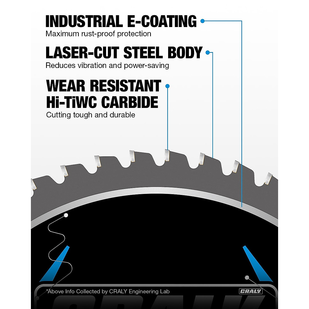 CRALY 10 Inch 50 Teeth Steel and Ferrous Metal Cutting Circular Saw Blade, 5/8 Inch Arbor, Thin Kerf, Professional Carbide Tipped Blade for Angle Iron, Threaded Rod, EMT Conduit(C1050MC)