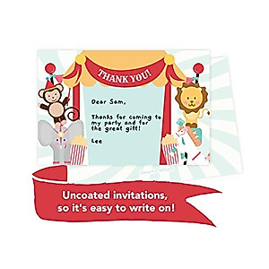 Desert Cactus Circus Carnival Thank You Cards (25 Count) With Envelopes Bulk Birthday Party Bridal Blank Graduation Kids Children Boy Girl Baby Shower (25ct)