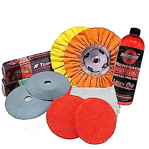 Complete Aluminum Polishing and Sanding Kit for Wheels, Bumpers, Tanks and Any Other Aluminum Or Stainless Surface, 12 Piece Product Bundle