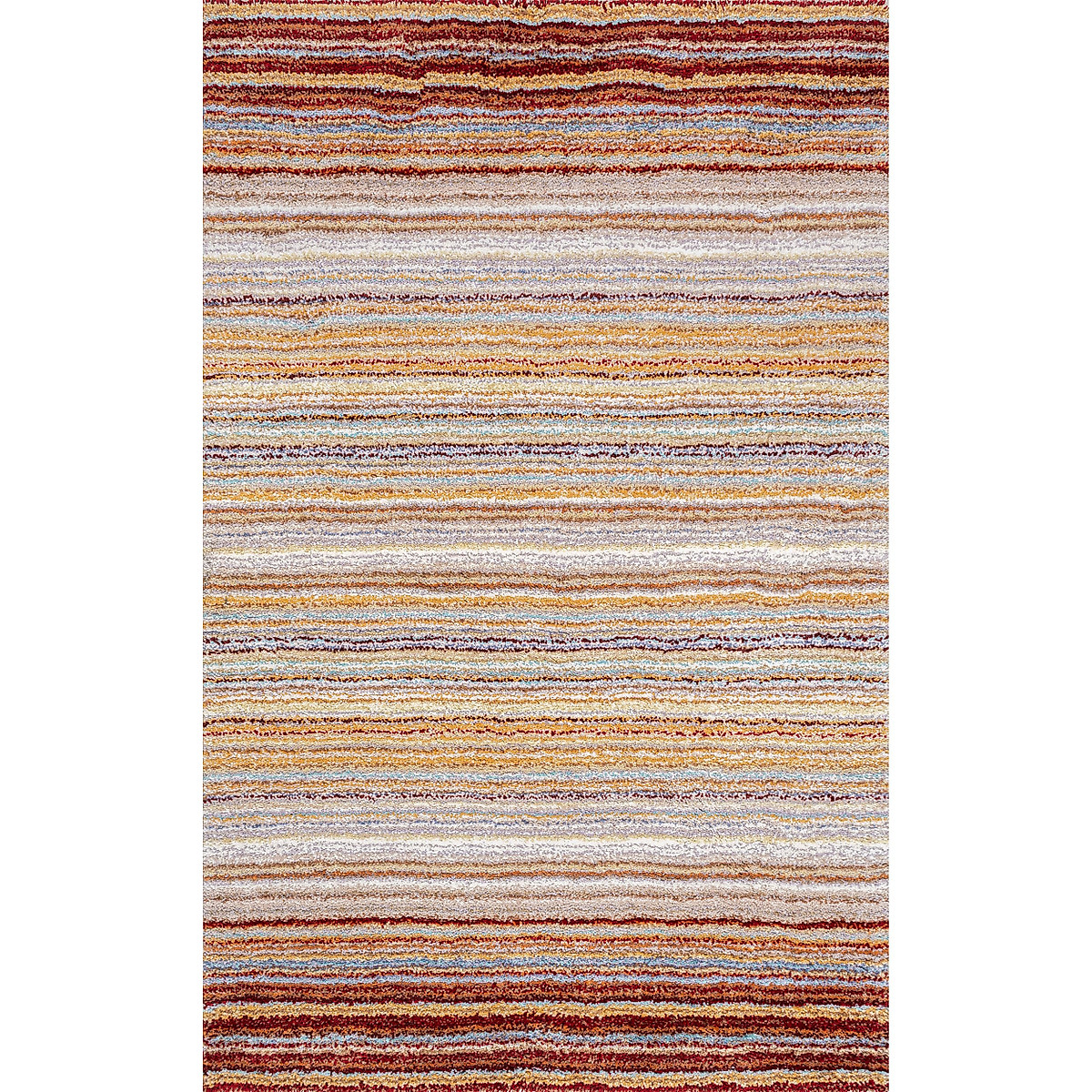 nuLOOM Drey Striped Shag Area Rug - 5x8 Shag Area Rug Casual Red Multi/Multicolor Rugs for Living Room Bedroom Dining Room Nursery