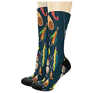 Funny Fishing Pole Humor Everyone Loves A Good Pole Dance Fishing Pun 1-Pair Novelty Crew Socks