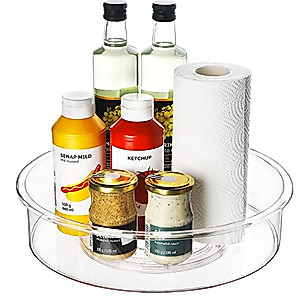 vacane Clear 10" Lazy Susan Organizer, Plastic Lazy Susan Turntable for Cabinet Rotating Pantry Lazy Susan Cabinet Organizer, Refrigerator, Bathroom Makeup Perfume Organizer