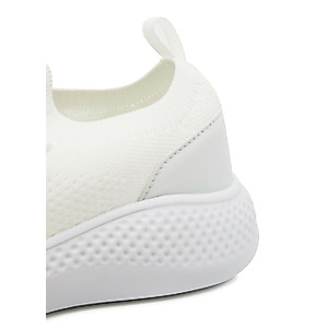 RBX Women's Slip On Athletic Training Shoe Lightweight Running Sneaker Quick Dry Mesh Breathable Gym Shoe Easy Slip On Lace Up Sneakers for Walking, Workouts, Commuting, Casual Wear Ivory White 7.5