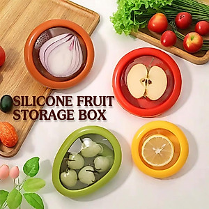 Silicone Fruit Storage Containers,4 Pcs Onion Storage Avocado Saver,Reusable Fruit and Vegetable Anti-Oxidation Storage Box,Lemon Storage Container For Fridge,Food Huggers