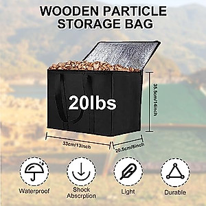 Wood Pellet Storage Containers, 3Pack 20LBs Black Wood Pellet Storage Containers for Smoker, Fuel Pellet Storage Bag, Charcoal Storage Bag, Pellet Storage Container Outdoor Waterproof