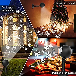 Christmas Projector Lights Outdoor, Indoor Decorations Snowflake Projection Lights LED Snowfall Show Spotlight Waterproof Landscape Lighting for Xmas Holiday Party Wedding Garden Patio