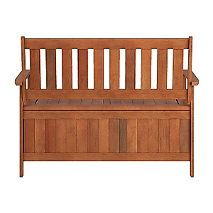CorLiving Miramar Natural Brown Stained Hard Wood Outdoor Storage Bench
