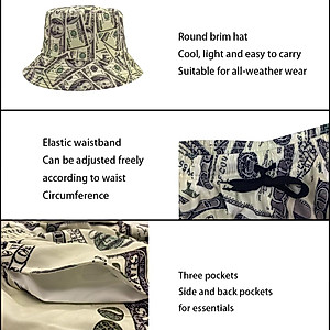 ifamawlea Men'S 2 Piece Tracksuit Money Dollars Hawaiian Shirt Shorts Button Down Shirt And Shorts Sets With Bucket Hats X-Large