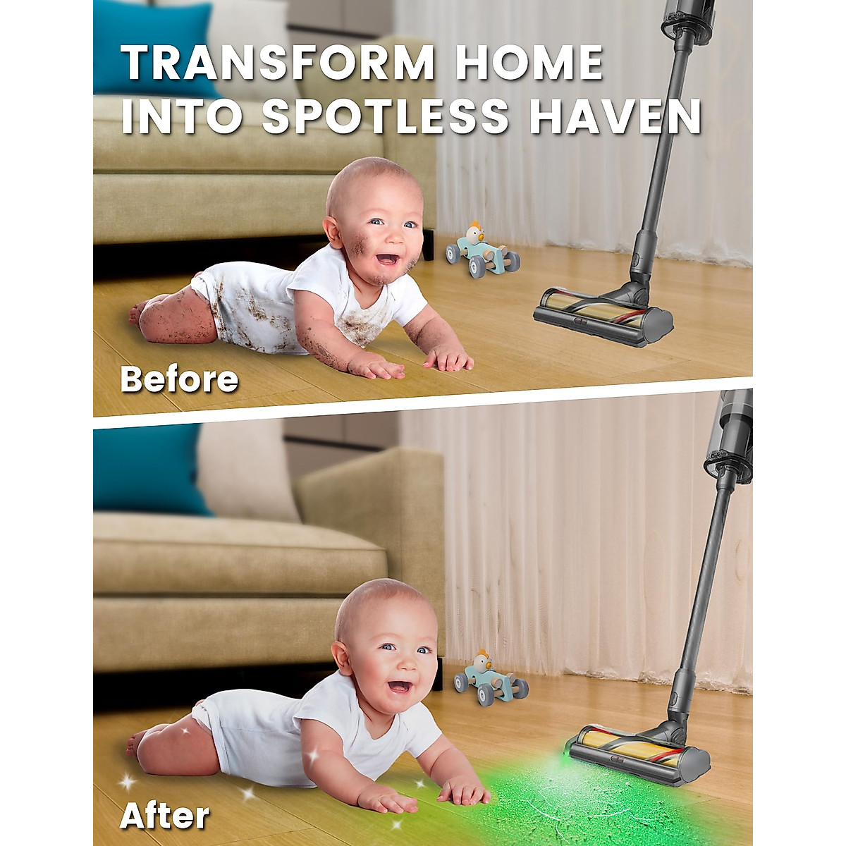 Green Vacuum Light Show All Dust Compatible with Dyson Shark Bissell, Vacuum Cleaner Light Attachment Display All Dust & Detect Cat Dog Hair, Upgrade Universal Accessories (USB-C Rechargeable)