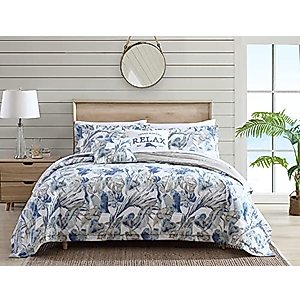 Tommy Bahama - King Comforter Set, Reversible Cotton Bedding with Matching Shams & Bonus Throw Pillows, All Season Home Decor (Raw Coast Blue, King)