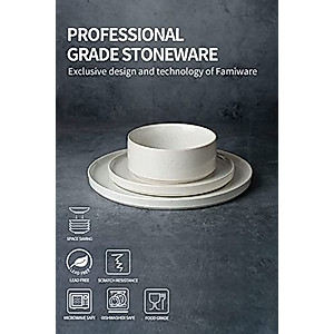 Famiware Plates and Bowls Set, 12 Pieces Dinnerware Sets, Dishes Set for 4, White