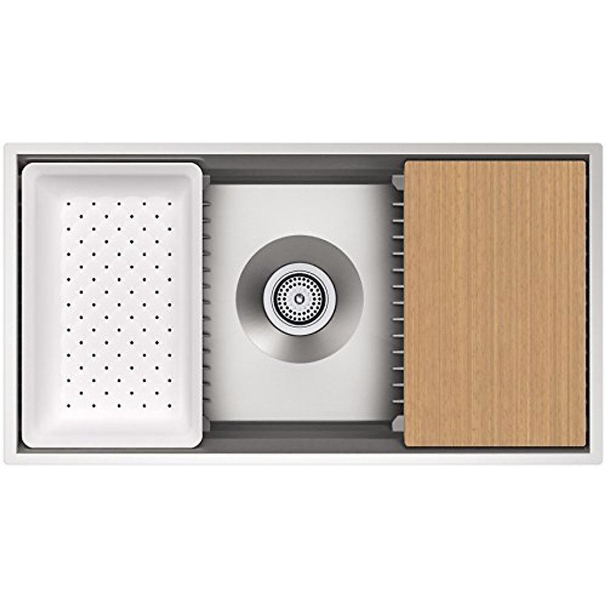 KOHLER 5540-NA Prolific 33 Inch Workstation Stainless Steel Single Bowl Kitchen Sink with Included Accessories, Undermount Installation, Stainless Steel