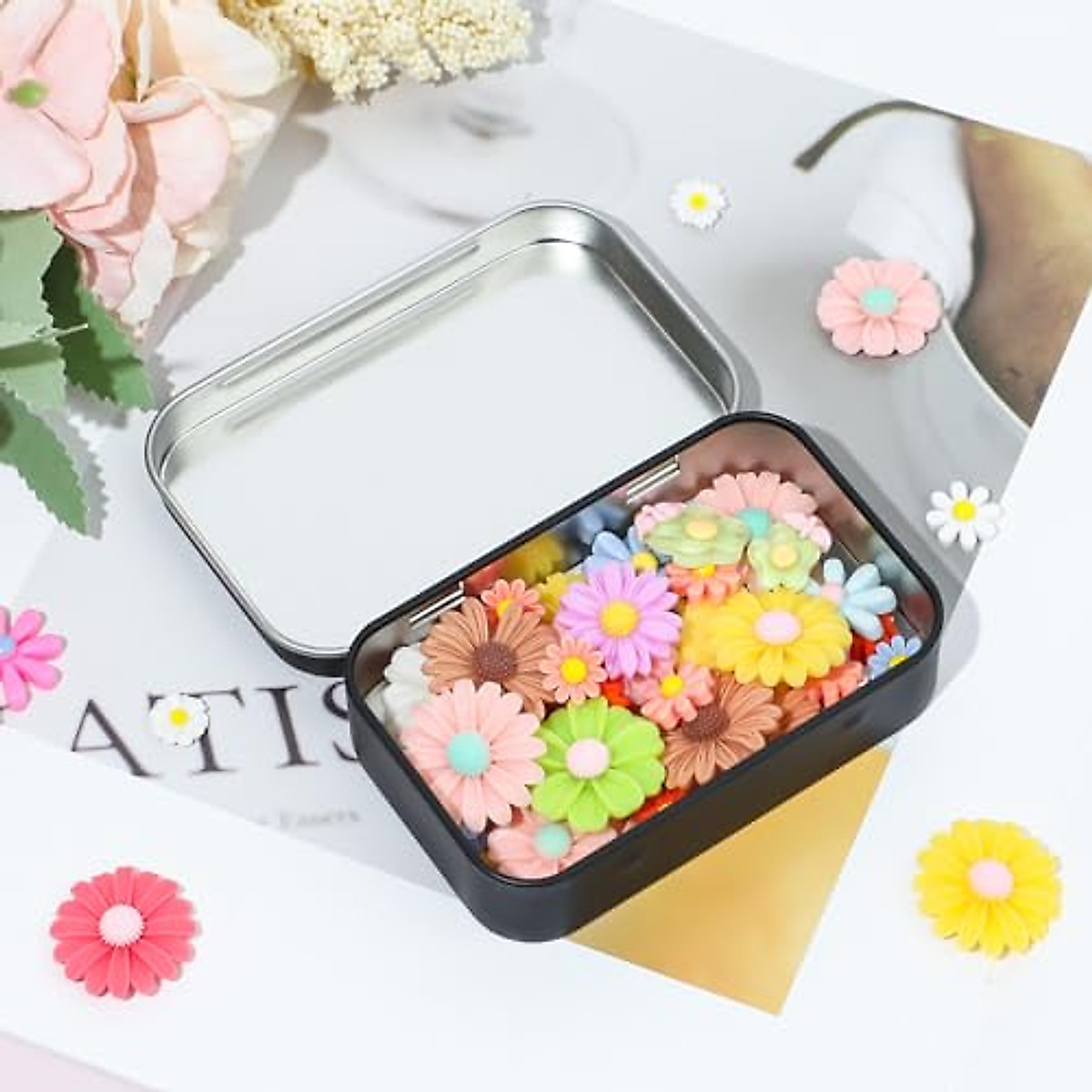 Bewudy 3 PCS Metal Rectangular Hinged Tin Boxes with Lid, Mini Metal Tin Box, Containers Portable Box, Small Storage Kit Home Organizer for Storage Candies Jewelry Crafts