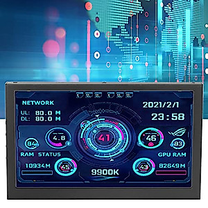 Computer Display Monitor, High Definition Stepless Bright Adjustment ABS PC Secondary Screen with 2pcs Cable for Home