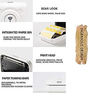 Portable Mini Mobile Phone Photo Memo Printer, 57mm Wireless Bluetooth Thermal Label Printer, Peripage A6 203dpi, Compatible with All Smart Phones, Plus 6 Rolls of Integrated Paper (Red)