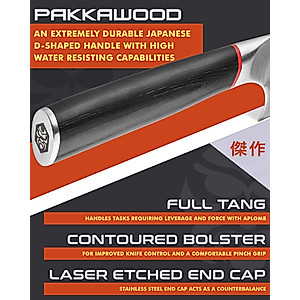 KESSAKU 9.5-Inch Chef Knife - Spectre Series - Forged Japanese AUS-8 High Carbon Stainless Steel - Pakkawood Handle with Blade Guard