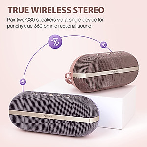INSMY Portable Bluetooth Speakers, IPX7 Waterproof Floating 20W Wireless Speaker Loud Sound Rich Bass, Stereo Pairing Max 40W, 24 Hours Built-in Mic for Outdoors Camping Pool (Purple)