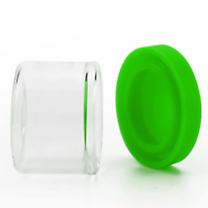 BananaOG Concentrate Dab Containers Glass Jar with Silicone Lid, 6ml Round, 100 pack, Green