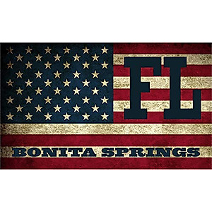 (x3) 2x3 inch Stickers | Reflective Bonita Springs FL Florida Lee County Vintage US Flag Sticker Graphic - Construction Toolbox, Hardhat, Lunchbox, Helmet, Mechanic, Luggage