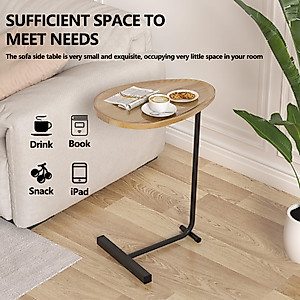 Niccae C-Shaped End Table, Living Room Sofa C-Shaped Coffee Table, Made of Iron and MDF, Very Suitable for Sofa Side Tables, Living Room, Living Room, and Office (Brown)