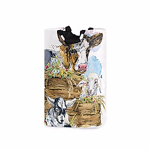 Tarity Cow Sheep Laundry Hamper 52L Large Laundry Baskets Oxford Collapsible Dirty Clothes Tote Storage Bag with Handles Foldable Washing Basket Bin for Bedroom Bathroom Closet