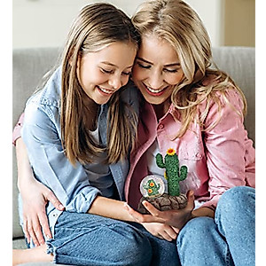 CoTa Global Cactus Snow Globe - Magical Rainbow Water Globe Figurine with Sparkling Glitter, Collectible Novelty Ornament for Home Decor, for Birthdays, Christmas, and Valentine - 45mm