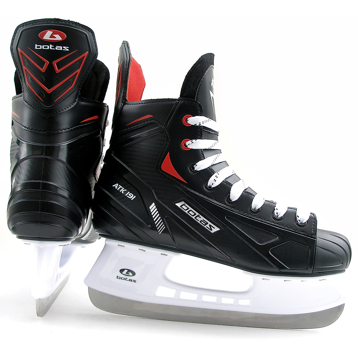 Botas - ATTACK 191 - Men's Ice Hockey Skates | Made in Europe (Czech Republic) | Color: Black/Red/White, Men's 12