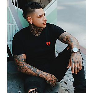 Riot Society - Broken Heart Embroidered Short Sleeve Men's T-Shirt, Black, Medium