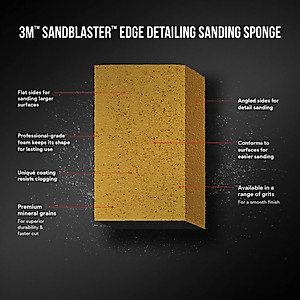 3M 9560 Dual Angled Sanding Sponge, 100 Grit, Gold